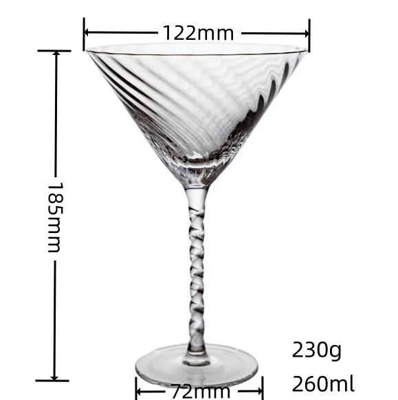2024 New Design Hand Blown 260ml 9oz Cocktail Glasses Classic Style ...