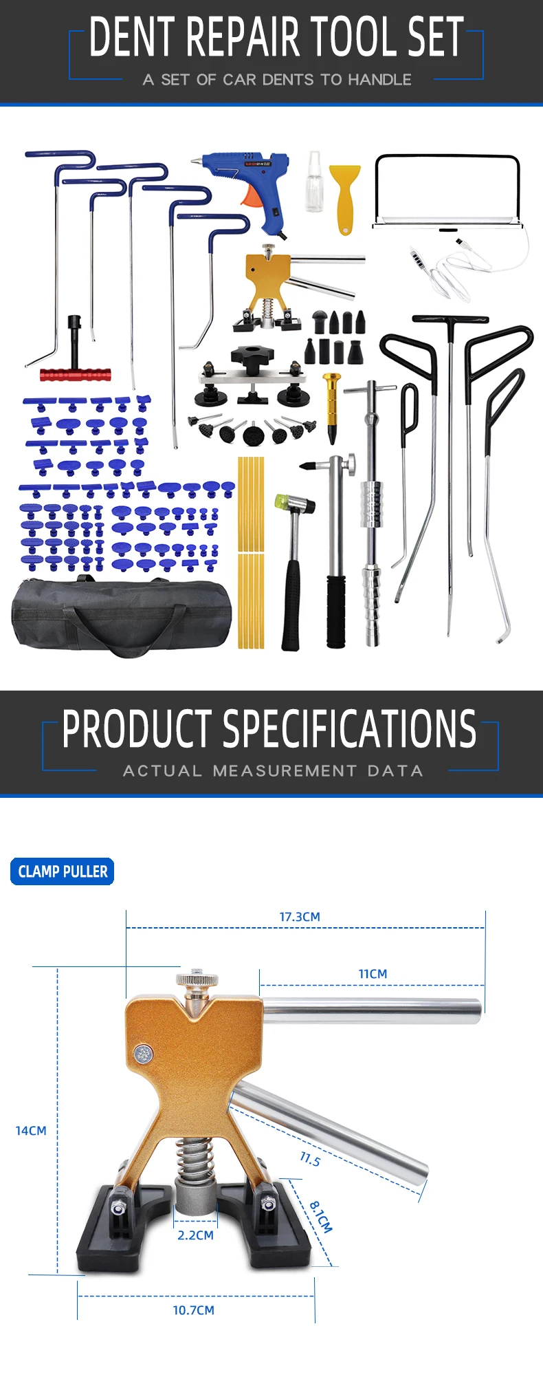 Car Dent Repair Tool Set Sheet Metal Repair Paintless and Traceless ...