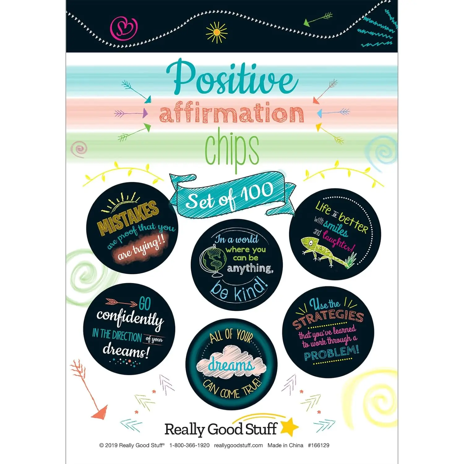 Inspirational Wall Decorative Sign Positive Word Card Colorful Accents ...