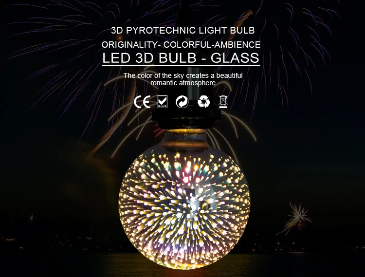 Led Bulb 3d Fireworks G95 Bulb E27 Screw Mouth Colorful Decorative ...