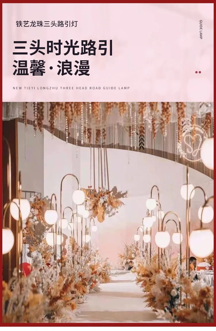 New Wedding Walkway Props Three Head Crystal Road Leading Light Stand ...