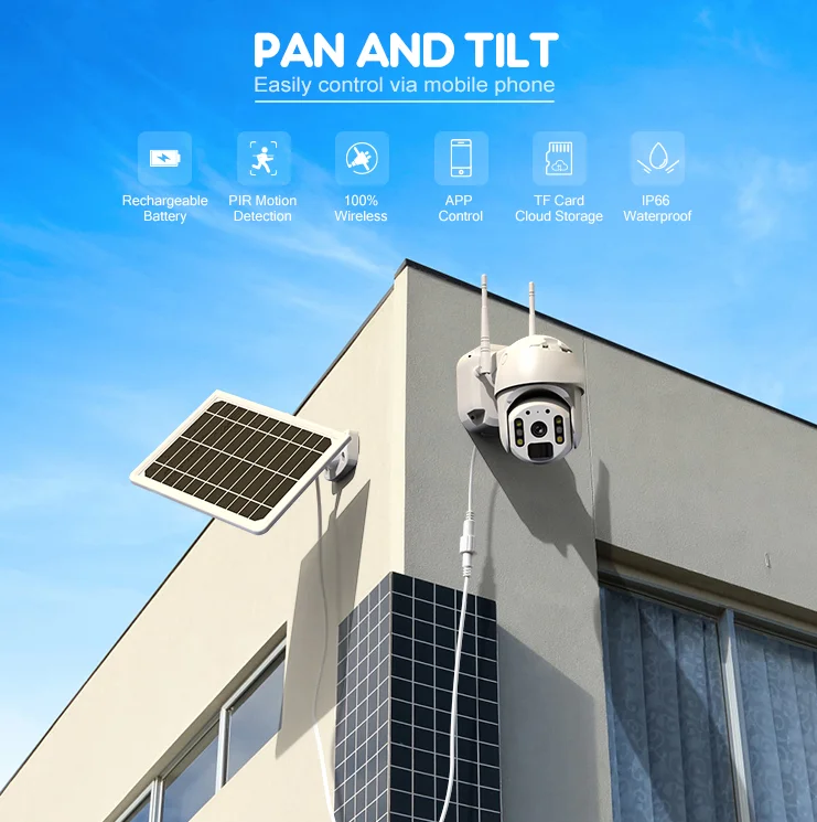 Ptz Solar Smart Home Ip Solar Camera Outdoor With Solar Panels - Buy ...