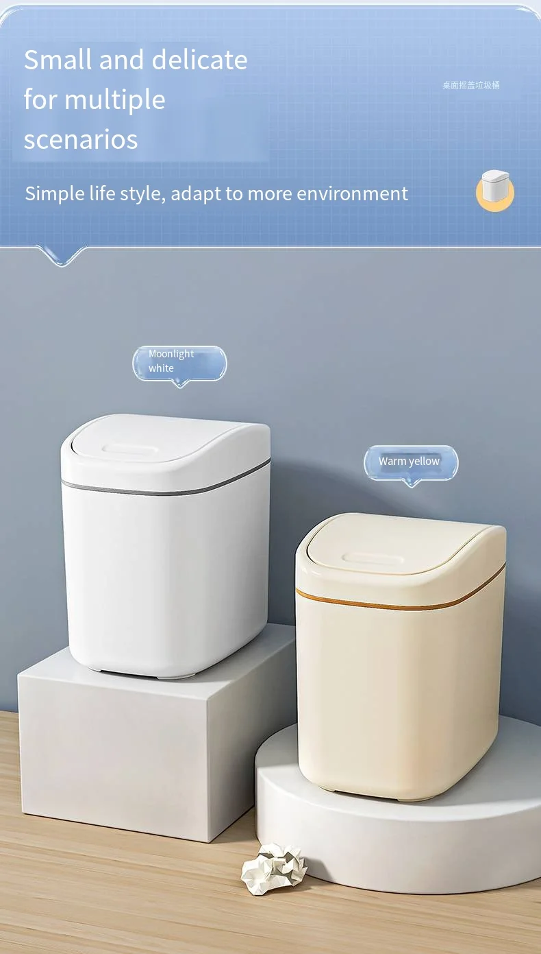 Office Kitchen Round Small Garbage Bin Cute Carton Open Trash Can - Buy ...