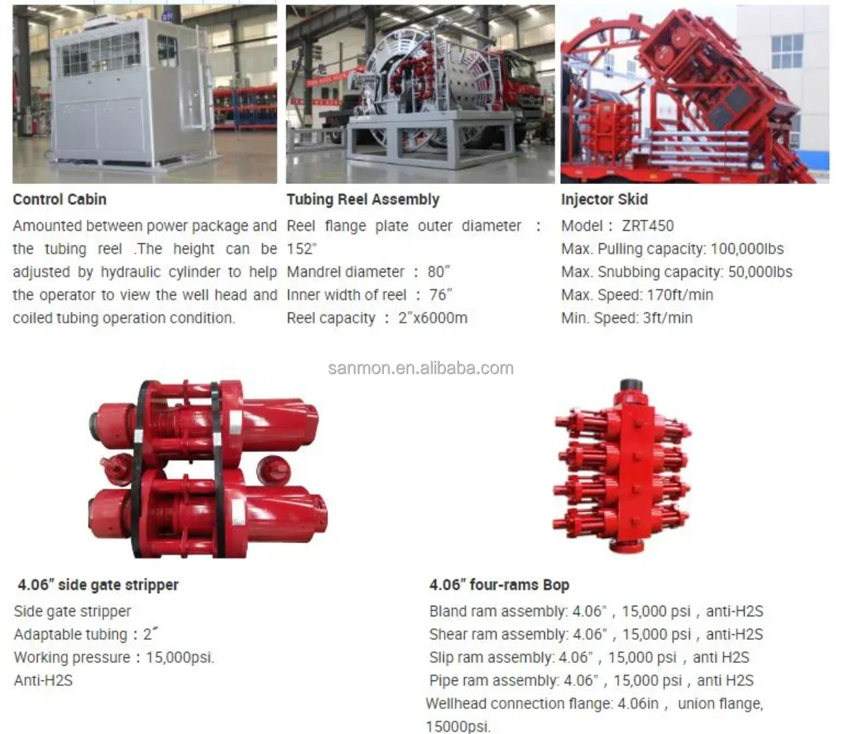 Skid Mounted Coiled Tubing Unit for Oil Gas Well Drilling