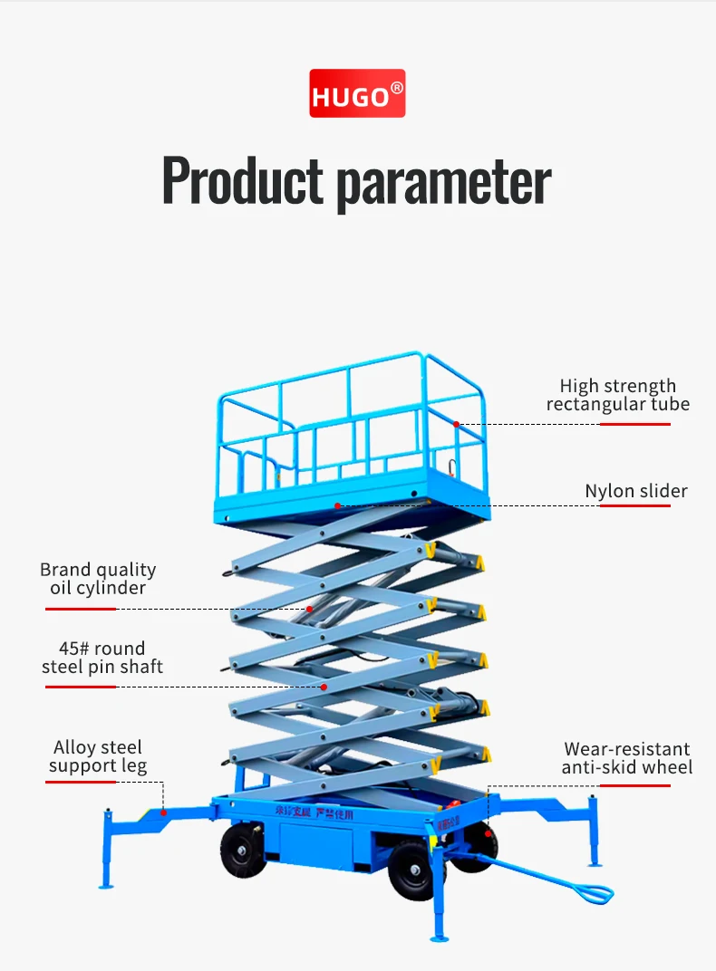 Custom Electric Motor Trolley Mobile Electric Human Scissor Lift 500kg ...