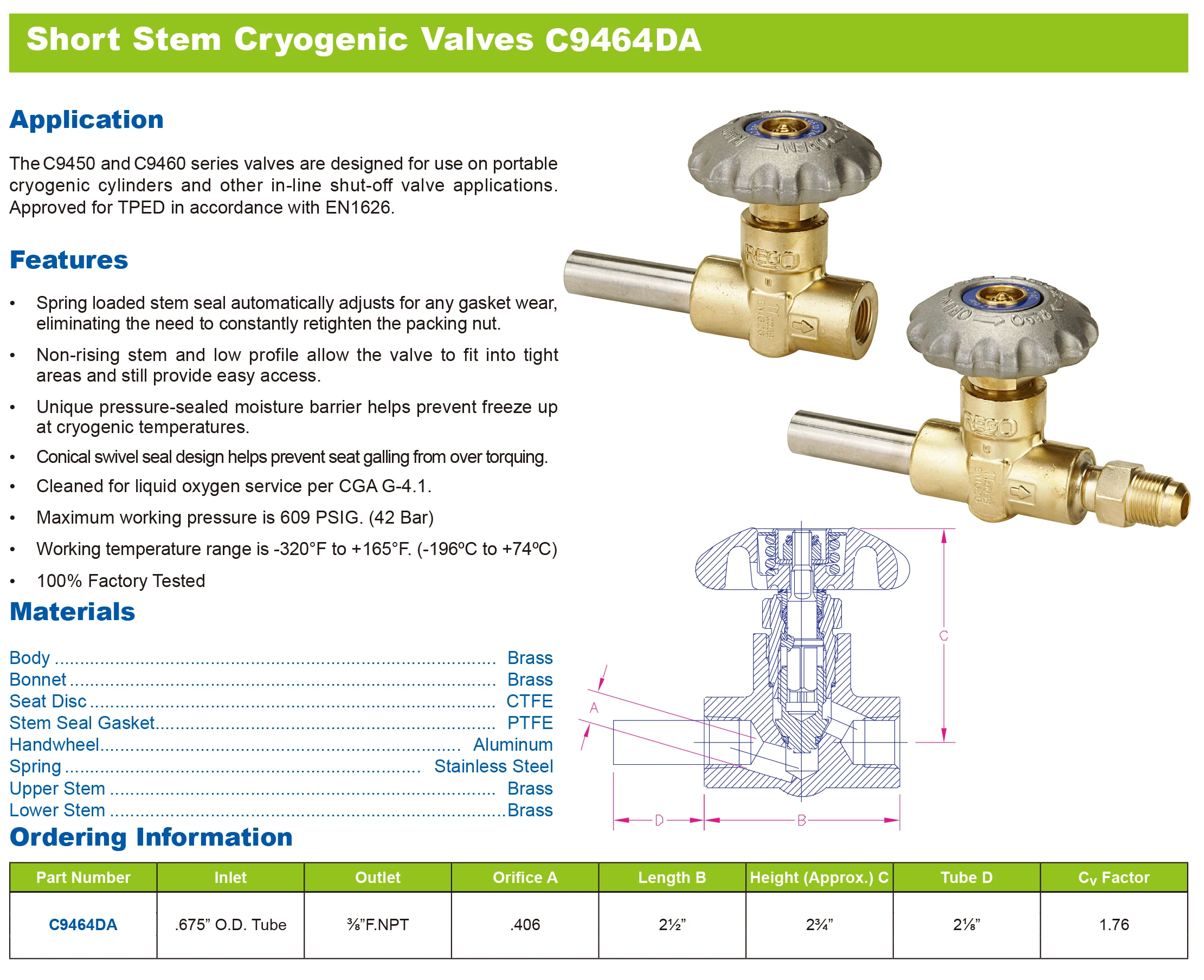 Rego C9464da Cryogenic Gas High Pressure Cylinder Faucet Valves Gray ...