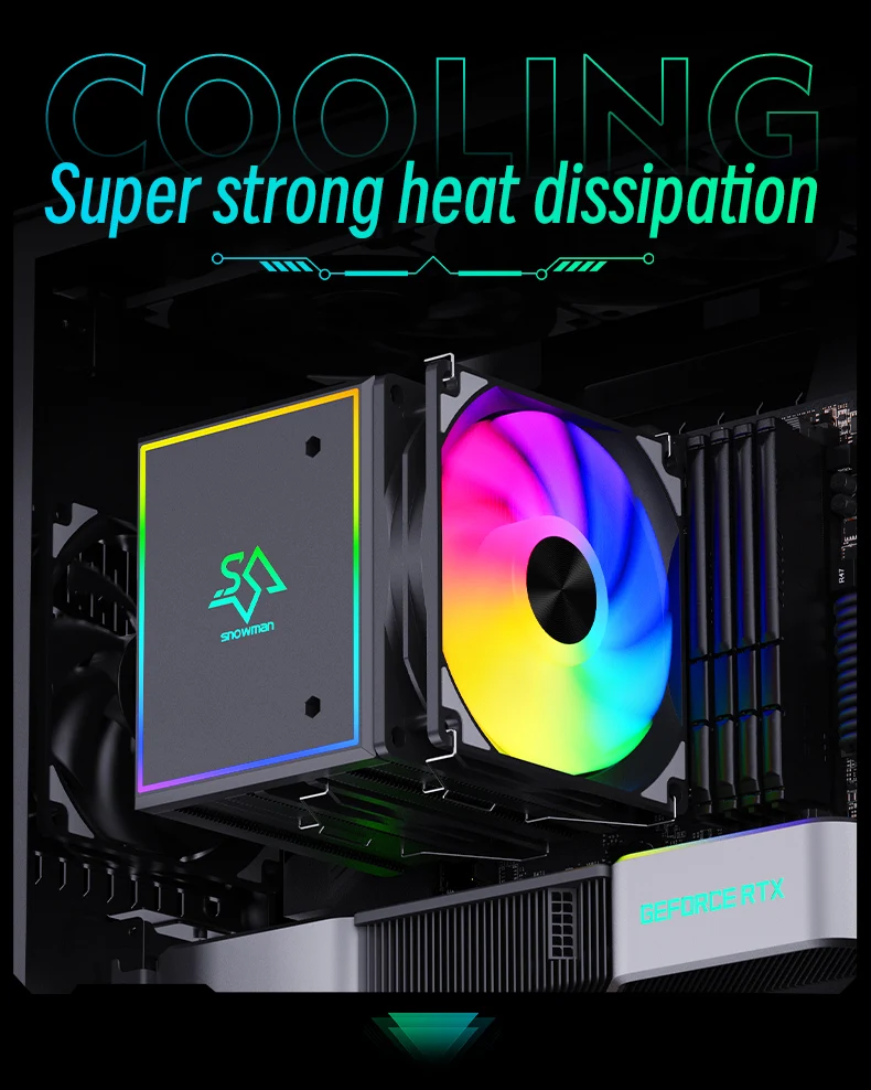 SNOWMAN 8 Heat Pipe Flagship PC Air Cooler Fan with PWM 4 Pin ARGB