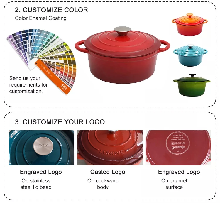 Multi-colorful Enamel Cast Iron Casserole Dish Cast Iron Cookware Dutch ...