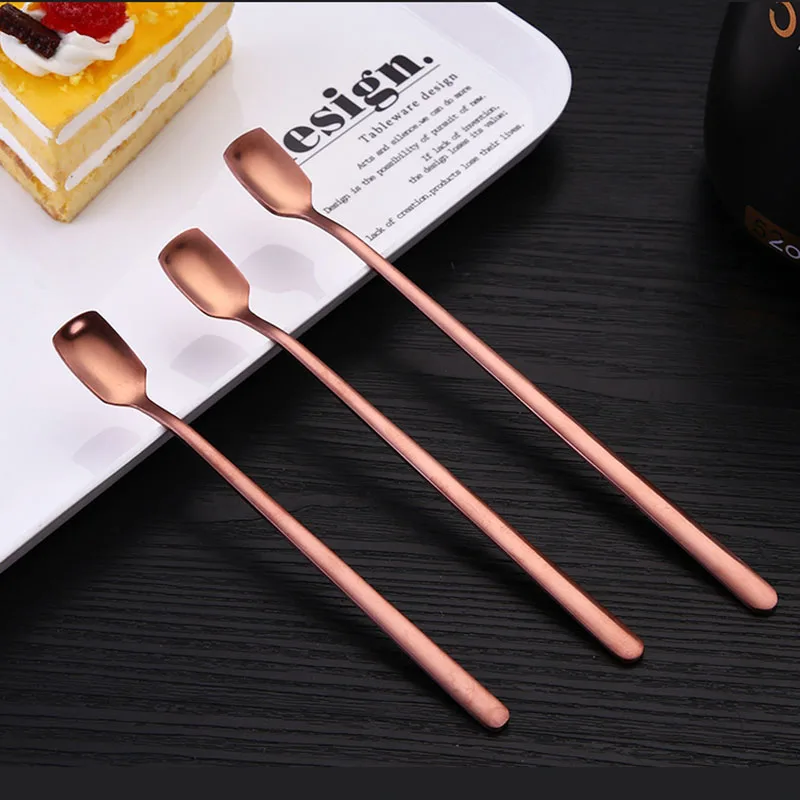 2021 Custom Mini Small Long Handled 304 Stainless Steel Rose Gold ...