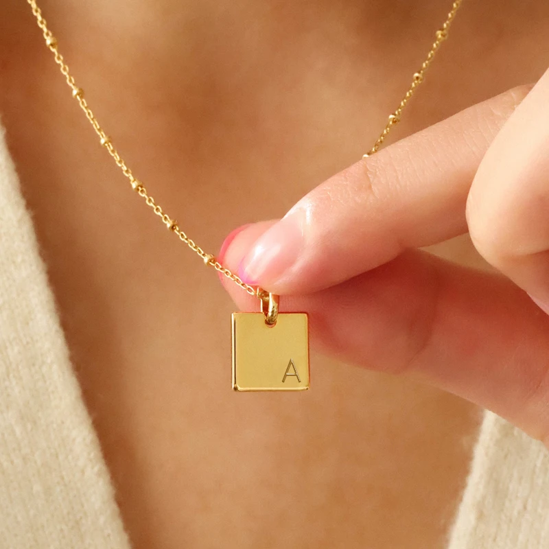 Personalized Name Initial Necklace Minimalist Jewelry Custom Gold ...