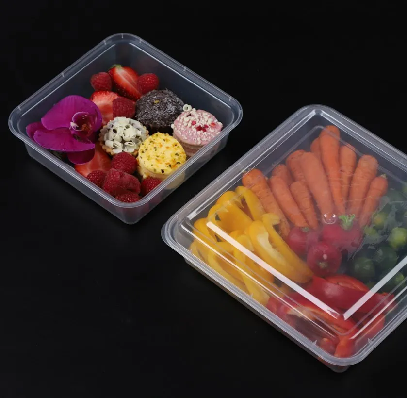 52oz square Plastic PP Container with Lids Food Container BPA Free Take ...
