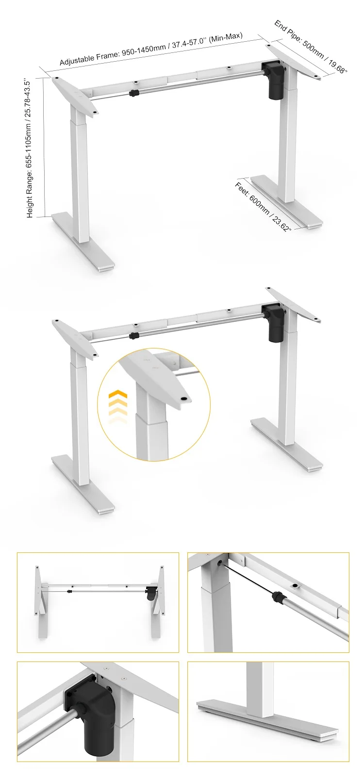 ZGO Premium Single Motor Standing Electric Office Gaming Computer Stand ...