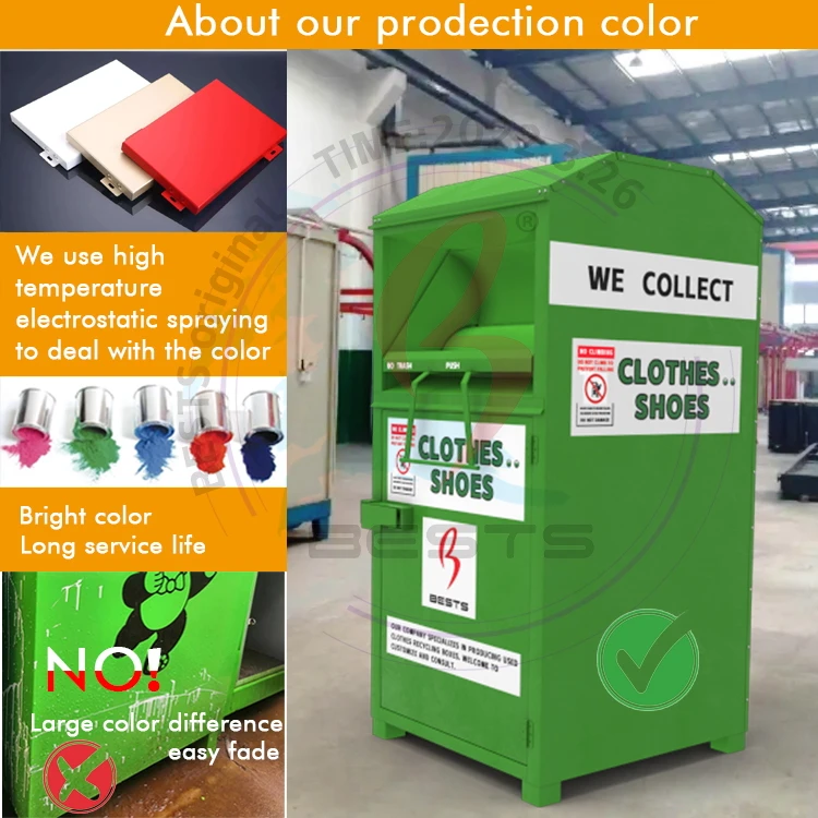Outdoor Park And Street Clothes Recycling Bin Textile Waste Bins Metal ...