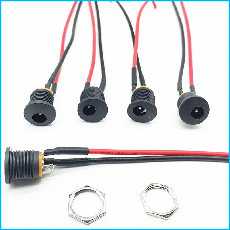 Female DC Threaded Barrel Jack Plug 5.5mm x 2.1mm Adapter with 18AWG ...