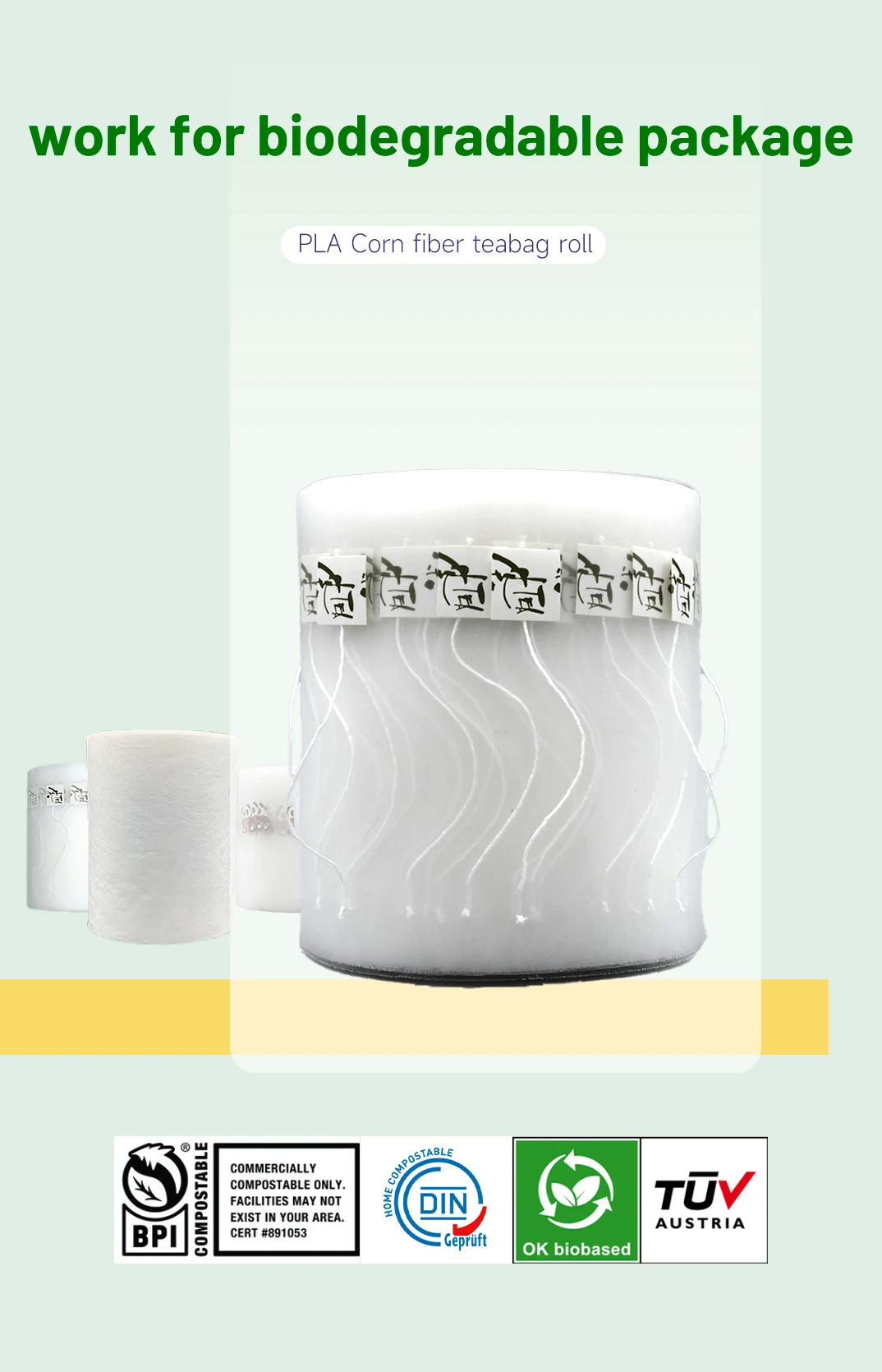 Hot Sale Pla Corn Fiber Tea Bag Filter Mesh Roll Packaging Material For ...