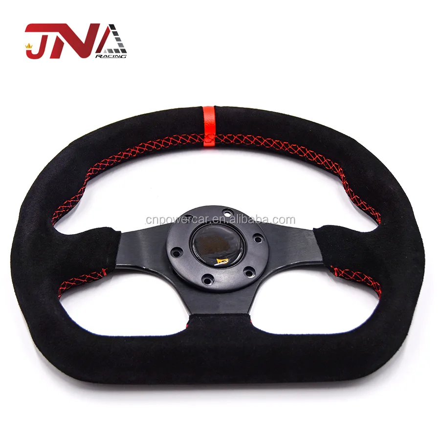13inch D Shape Race Steering Wheel Suede Leather Go Kart Steering Wheel ...