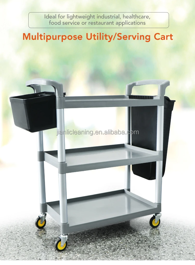 Hotel Three Shelf Food Serving Trolley Lightweight Portable Commercial ...