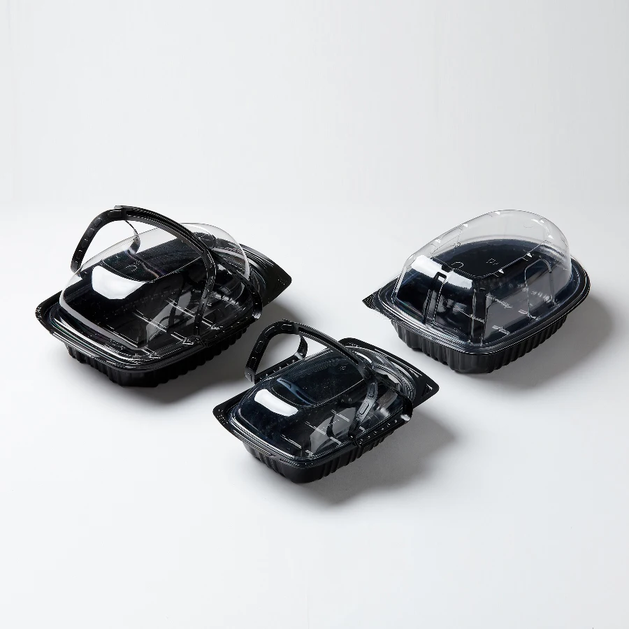 Microwavable Food Grade Pp Plastic Round Disposable Black And Red To Go ...