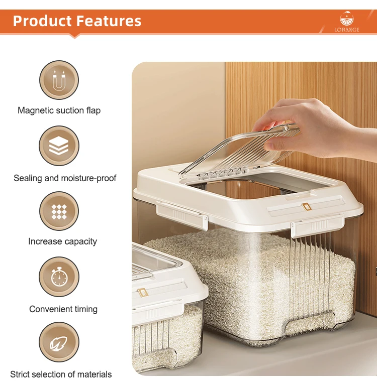 Kitchen 15kg Food Grade Containers Air-tight Thick Rice Bucket With ...