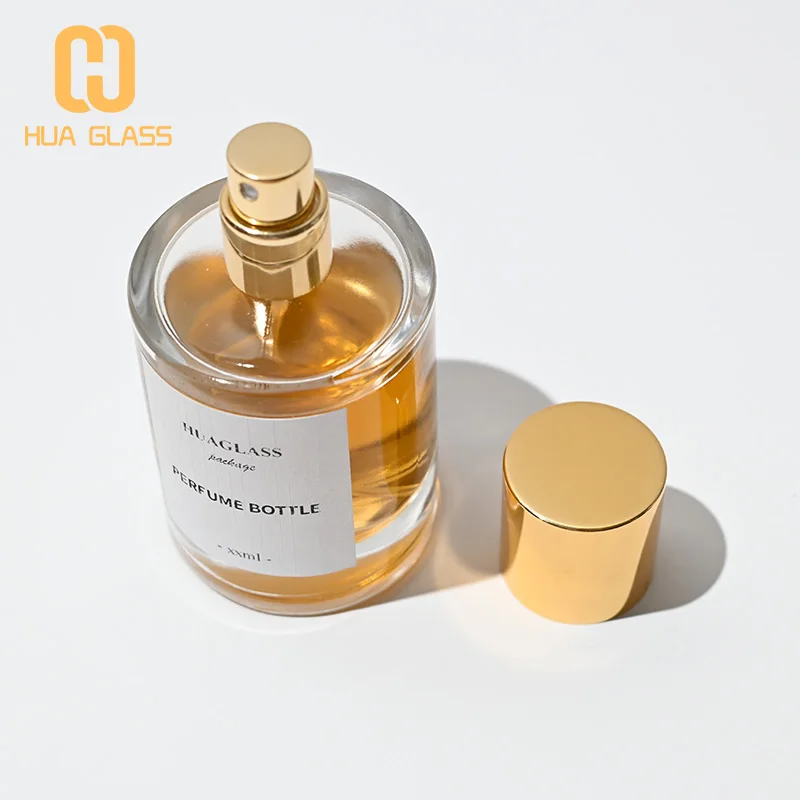 50ml Round Glass Perfume Spray Bottle with Aluminum Cap