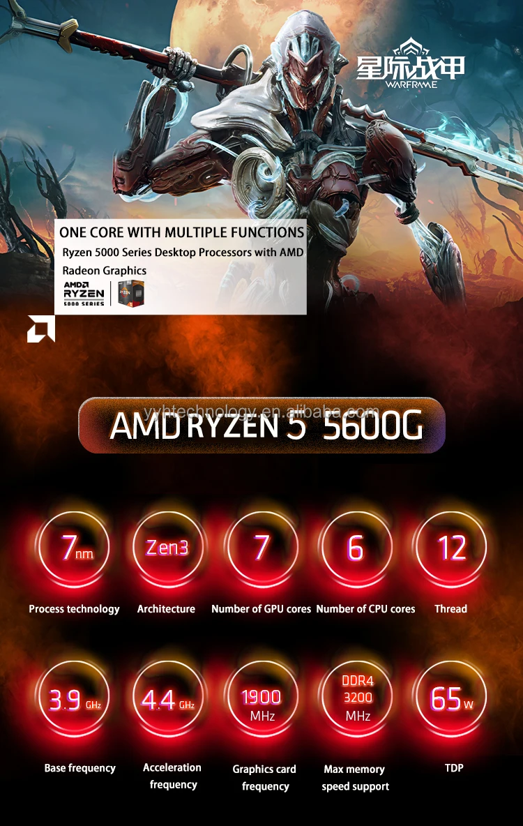 AMD Ryzen 5 5600G - 12 Threads, 3.9ghz, 65W Boxed CPU