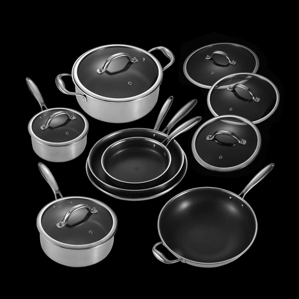 13 Piece Hybrid Stainless Steel Cookware Set 6 Piece Frying Pan Set And ...