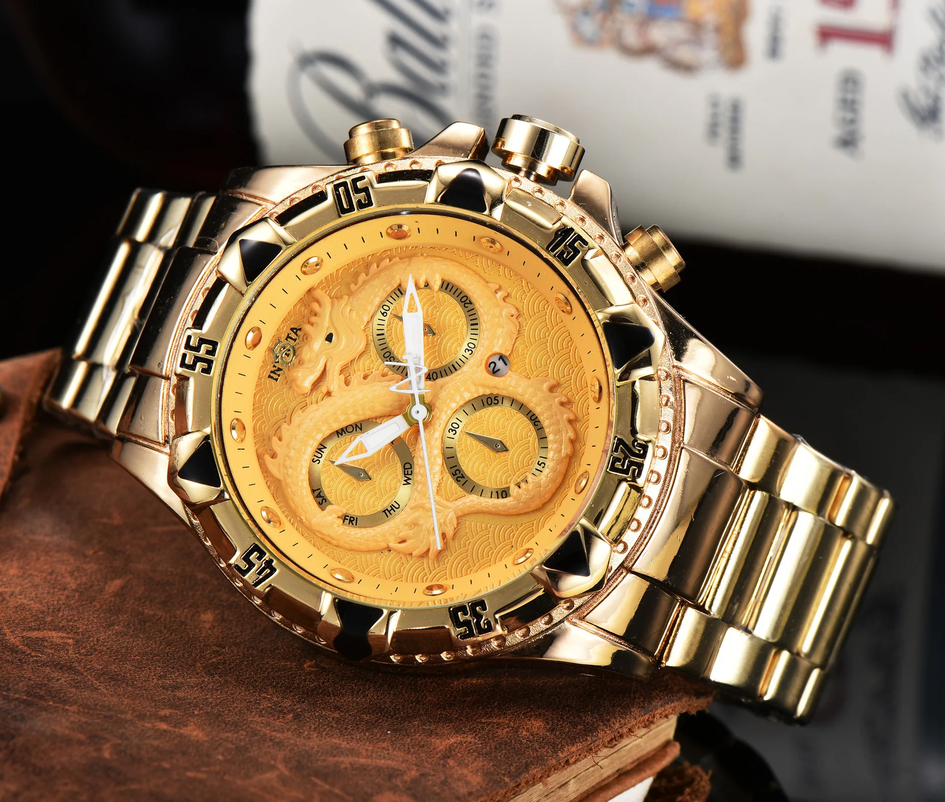 Invic Large Dial Men's Steel Men Watch Invic Dragon Dial Large Men's Quartz Watch - Buy Invic ...