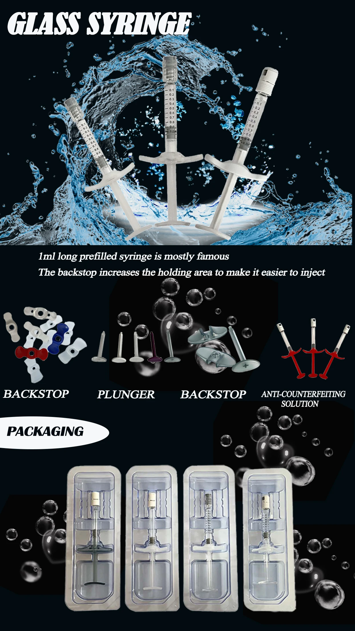 Colorful Backstop Plastic Plunger Rod 1ml Syringe