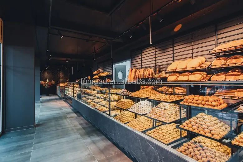 Durable Bakery Bread Display Showcase Varnish Surface Retail Shop ...