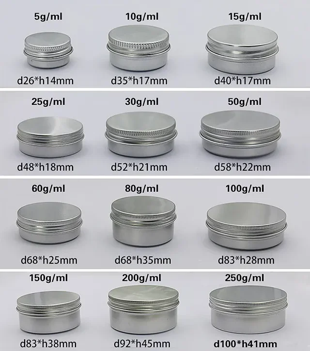 25g Silver Round Lid Cosmetics Container Boxes Aluminum Jar Can ...