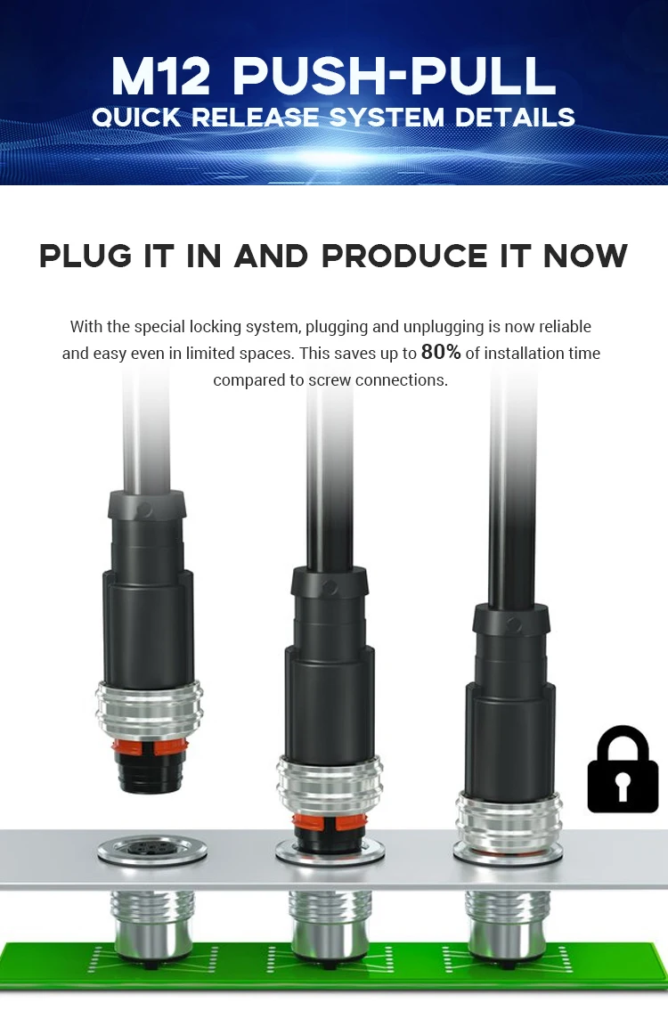 Push Pull Self Lock M12 Sensor Connectors - Reliable & Versatile