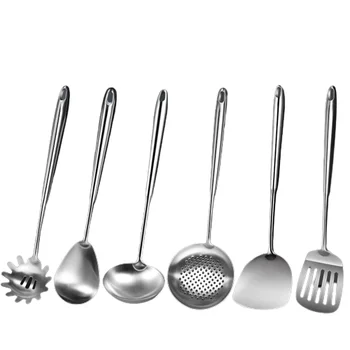 304 Stainless Steel Kitchen Utensils Set With Holder Metal Cooking ...