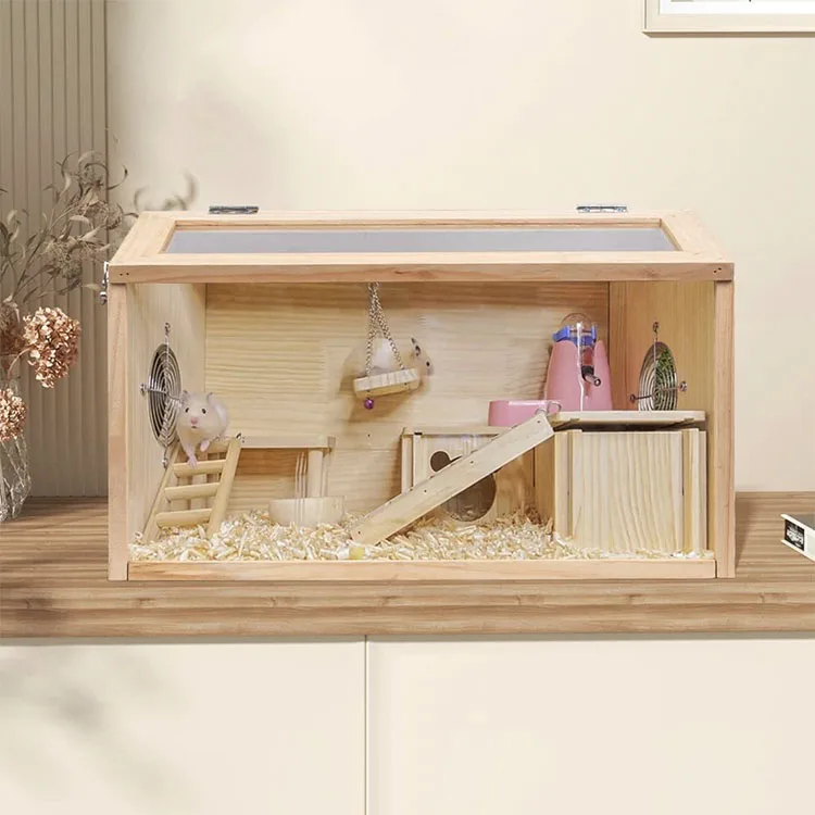 Sustainable Hamster Cage - Wood Carton Box Natural Easy Pet Cages