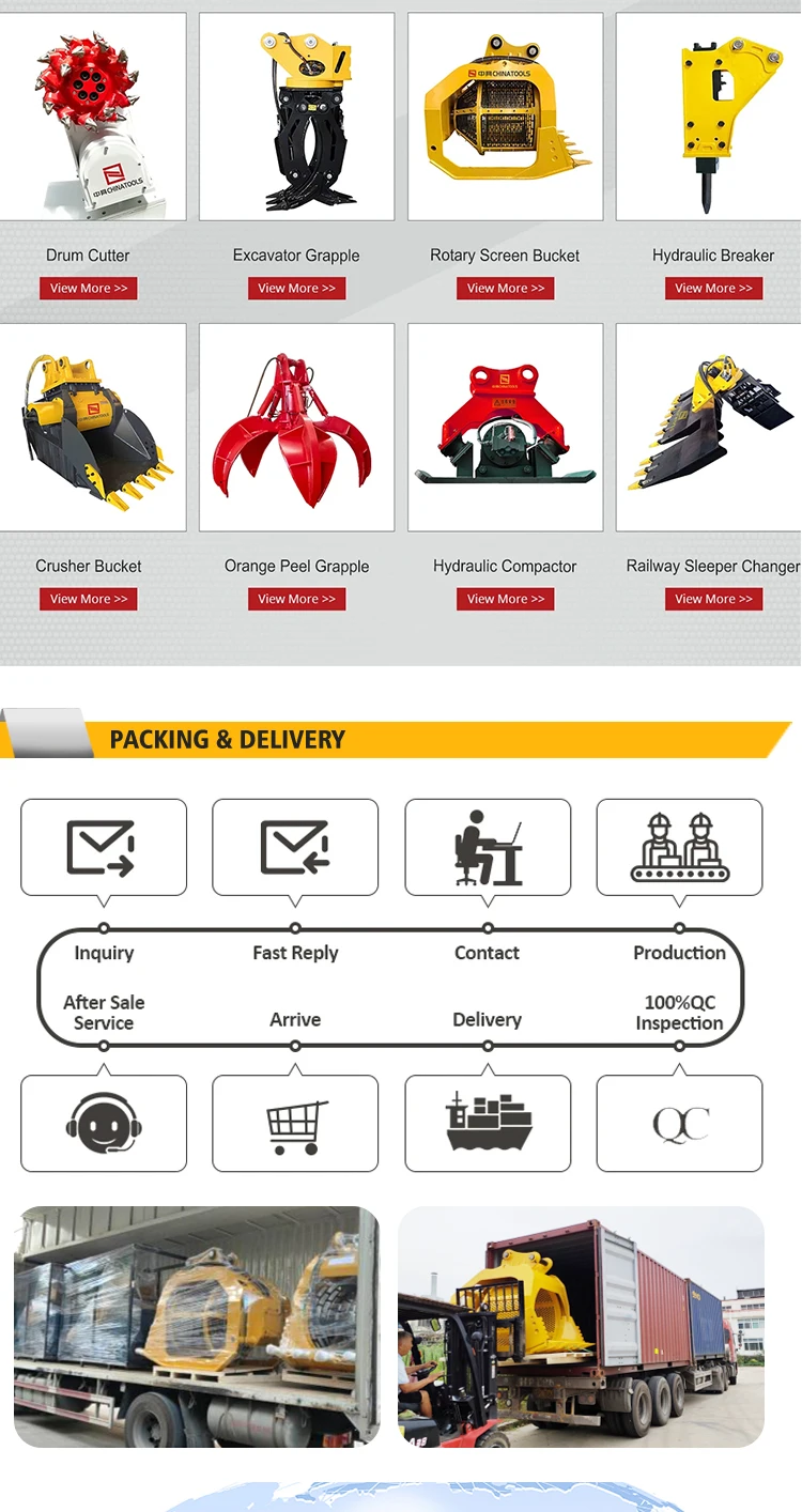 Excavator Digger Hydraulic Block Rock Stone Log Timber Wood Rake ...