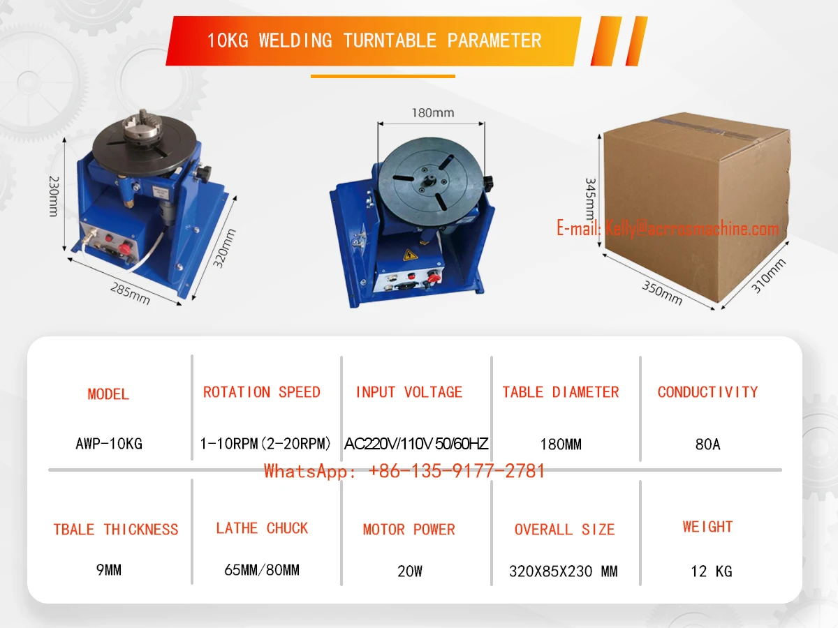 Mini Welding Positioner Loading 10kg 65mm Chuck Welding Rotary Table ...