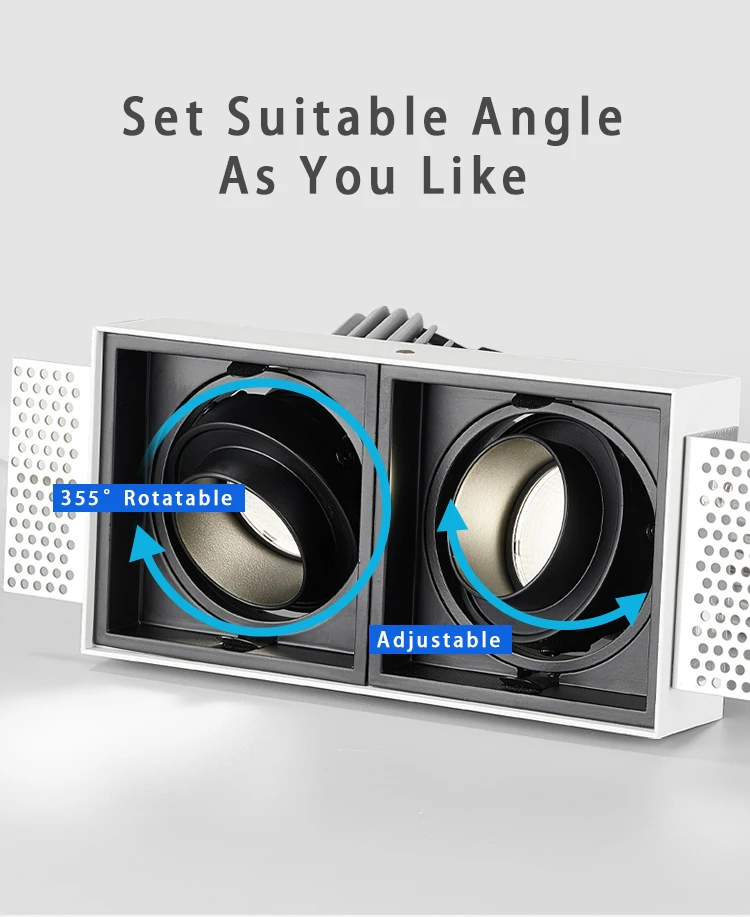 12W*2 LED Black Spot Trimless Square Double Head Spotlight