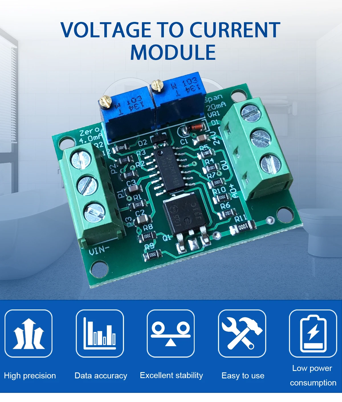 Custom 0-2.5v 0-3.3v 0-5v 0-10v 0-15v 0-24v To 4-20ma Converter Voltage ...