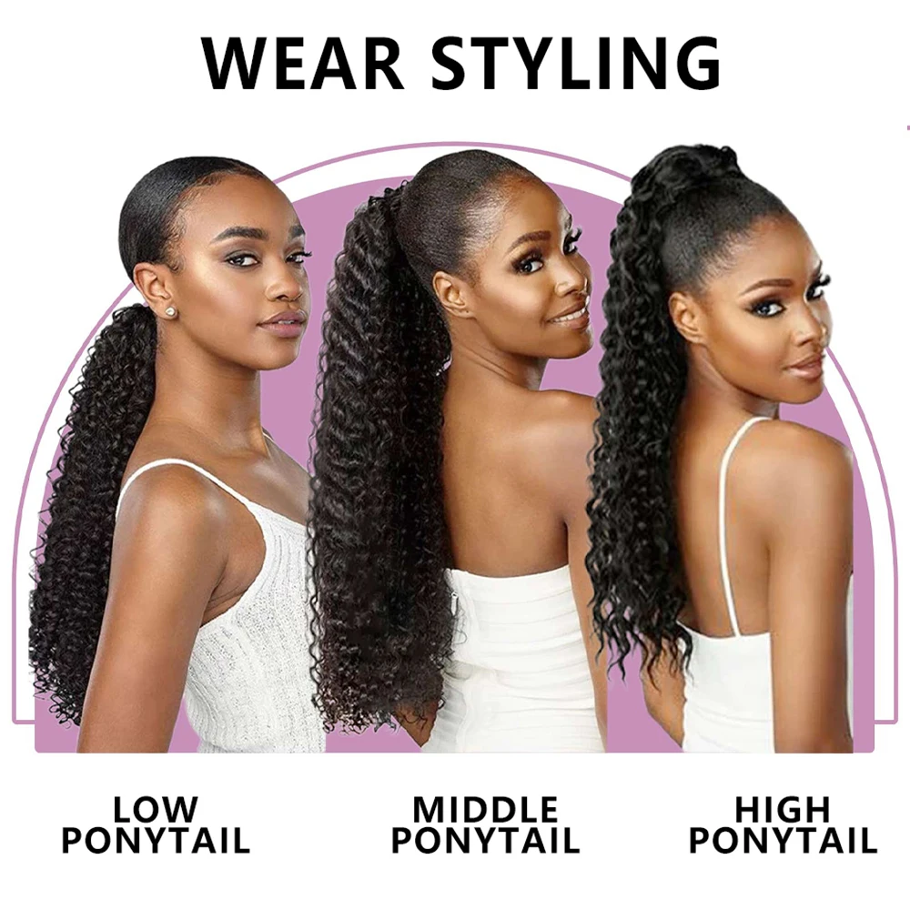 AliLeader 22" Water Wave Drawstring Ponytail Synthetic Hair Long High ...