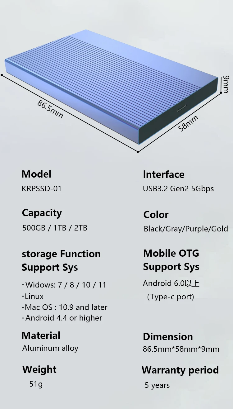Customised Logo External Ssd Hard Drive Type C 1000gb Portable Ssd 2tb ...