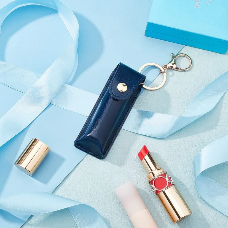 Chapstick Keychain Holder 6.3 Inch PU Leather Clip-on Lipstick ...