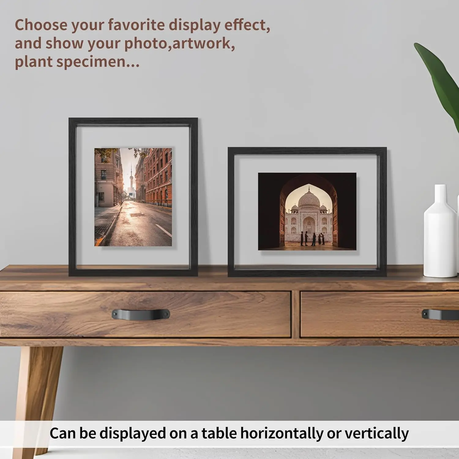 Double Glass Floating Photo Frames Wooden Photo Frame For Wall Mount Or ...