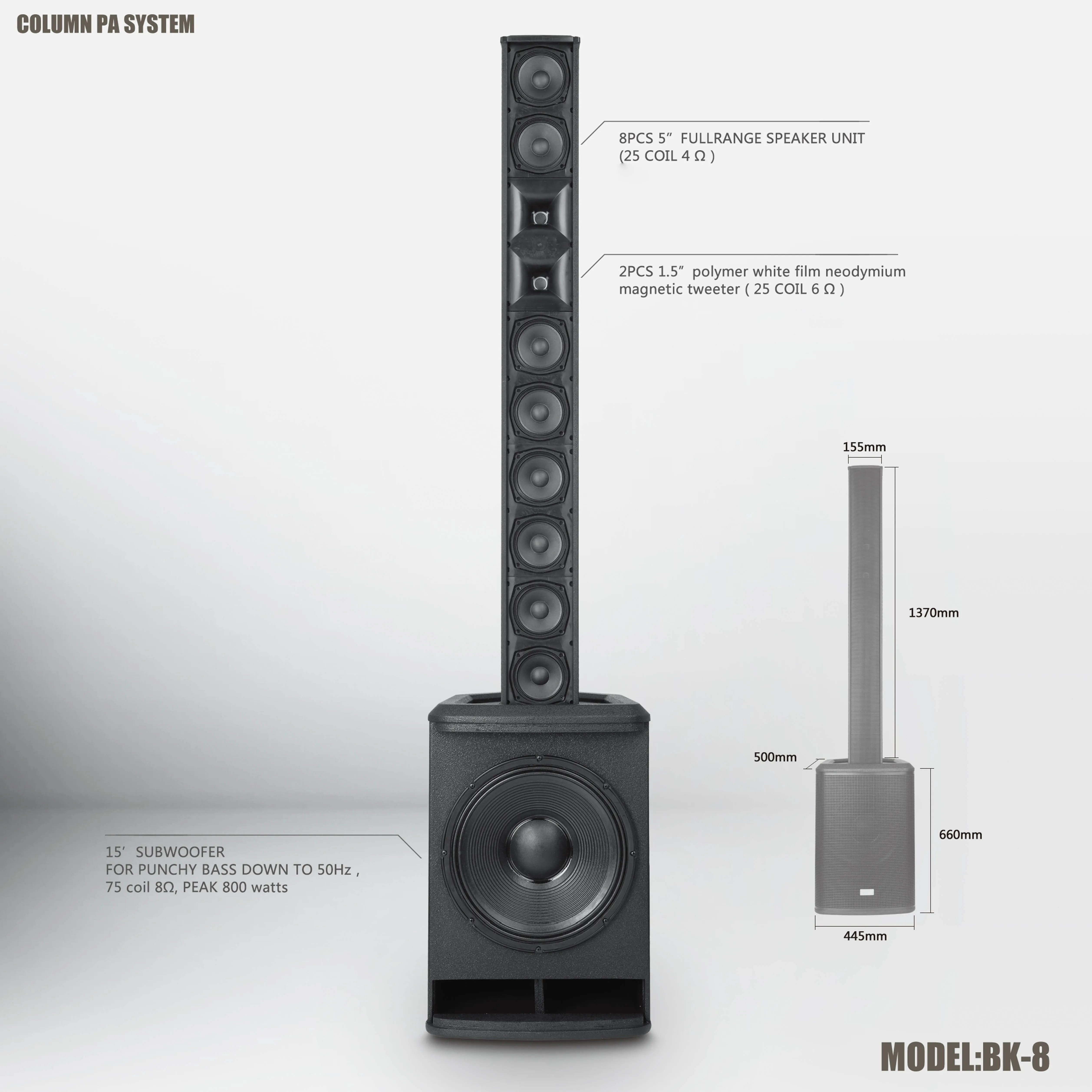 Professional Bluetooth Line Array Tower - 15 Inch Speakers