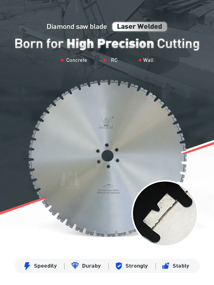 HUAZUAN 800mm Laser Welded Diamond Blade for Concrete Wall Cutting