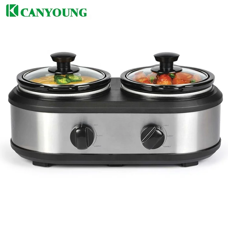Dual 2 Pot Slow Cooker Buffet Server Electric Slow Cooker Food Warmer ...