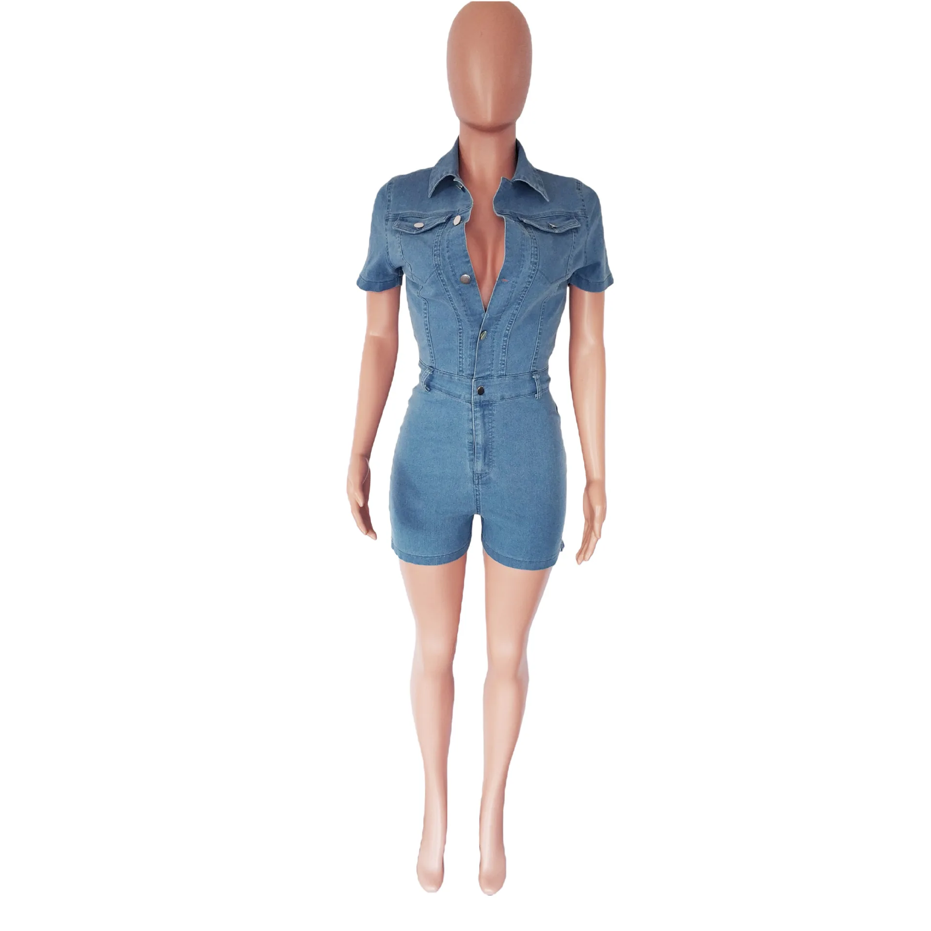 High Quality Women Denim Rompers Stretch Slim Fit One Piece Jeans ...