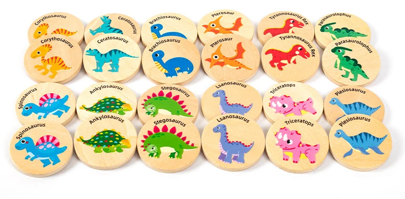 New Wooden Dinosaur Blocks Flip Find The Same Game Parent-child ...