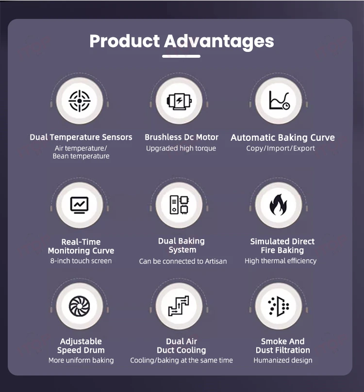 Large Screen 8 Inch Coffee Roaster - Electric & Portable