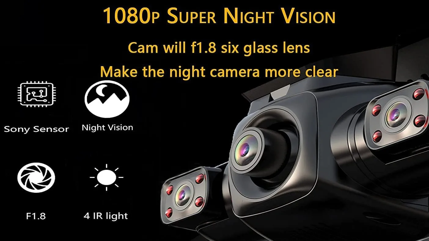 New 2 Inch 4 Cameras Car Black Box Hd 4ch 1080p Built-in Wifi Cameras ...