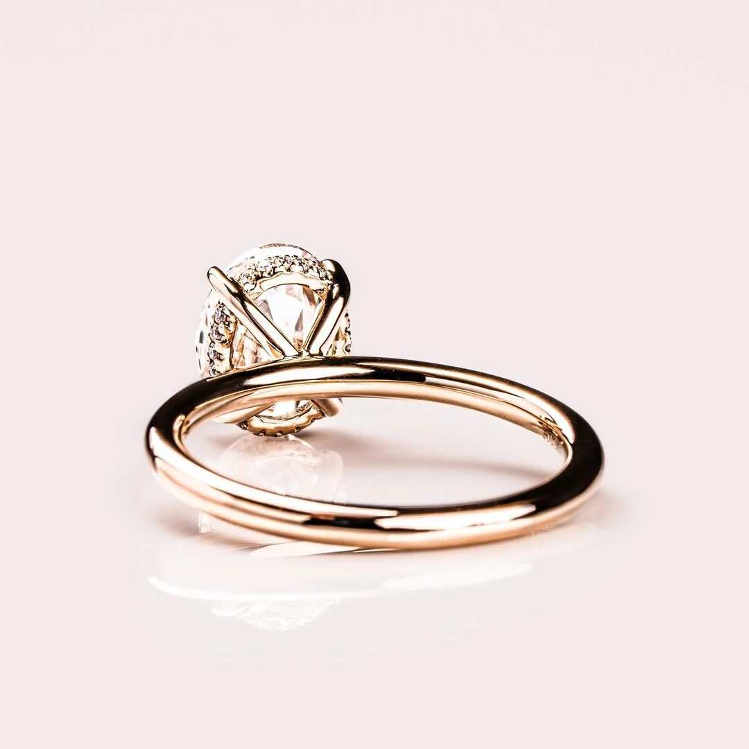 Redleaf Solid Gold 9K 10K 14K 18K Engagement Ring with D VVS Moissanite Elegant Solitaire Oval ...