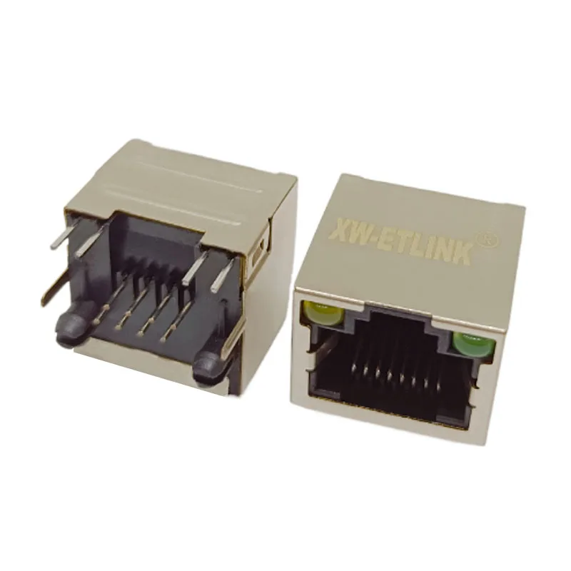 1port Mini Connecteur Rj45 Female Connector Led 8pin Cat5 Cat6 Network ...